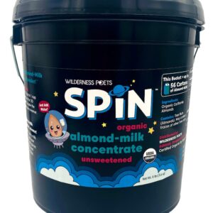 Wilderness Poets SPiN, Organic Almond Milk Concentrate (Unsweetened) - (1 gallon - 8 Pound) - 228 Servings - Make Almond Milk or Non-Dairy Creamer for Coffee, Tea, Lattes, Smoothies and Vegan Desserts (128 Ounce - 8 Pound)