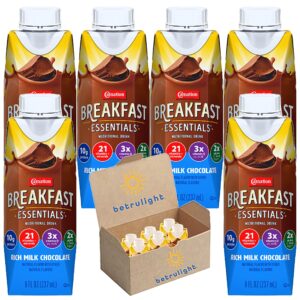 breakfast essentials nutritional drink | chocolate milk boxes for kids has 10g protein, 21 vitamins | kid approved taste instant breakfast | rich milk chocolate | 8 fl oz pack of 6| every order is elegantly packaged in a signature betrulight branded box!