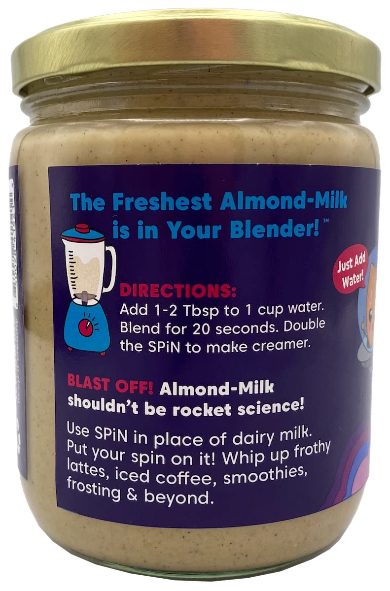 Wilderness Poets SPiN, Organic Almond Milk Concentrate (Vanilla) - 28 Servings - Make Almond Milk or Non-Dairy Creamer for Coffee, Tea, Lattes, Smoothies and Vegan Desserts (16 Ounce)