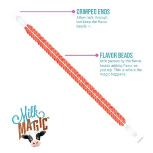 Milk Magic Strawberry Milk Flavoring Straws, use for Drinks & Cereal, Gluten-Free BPA free Non-GMO Low in Sugar All-natural Flavor Straws, Encourage Milk Drinking - 24 Count, 2 Pack (48 Straws total)