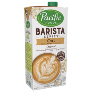 pacific foods barista series original oat milk, vegan friendly, kosher, non-gmo, 32 fluid ounce (pack of 12)