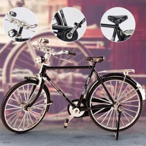 Vucootli 2023 DIY Retro Bicycle Model Ornament for Kids, 1:10 Simulation Mini Bicycle Model Scale Kit with Inflator and Briefcase, Finger Bike Models Toys, Creative Iron Art Tabletop Ornament Toys