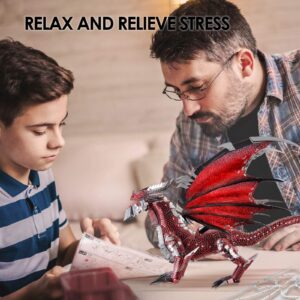 piececool 3d metal model kits-black dragon king, diy 3d puzzles for adults brain teaser puzzles toys for teens, great birthday new year gifts, 107 pcs