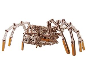 wood trick mechanical spider 3d wooden puzzle - runs up to 7 feet - wooden model kit for adults and kids to build