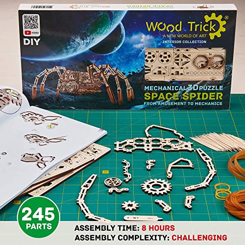 Wood Trick Mechanical Spider 3D Wooden Puzzle - Runs up to 7 feet - Wooden Model Kit for Adults and Kids to Build