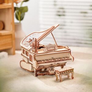 ROKR 3D Wooden Puzzles for Adults 223pcs Piano Model Kit 1:20 Scale Building Puzzles Wooden Music Box Unique Gift for Men Women Hobbies for Birthday Christmas