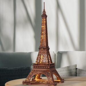 Rowood Eiffel Tower,3D Puzzle Model Kits for Adults,DIY 3D Wooden Puzzles for Adults,Builing Set with LED,Home Decoration Festival Gift Idea