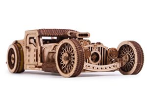 wood trick hot rod wooden model car kit to build - rides up to 32 feet - detailed - 3d wooden puzzles for adults and kids to build - engineering diy mechanical wood model kits for adults