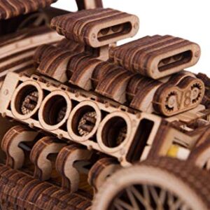 Wood Trick Hot Rod Wooden Model Car Kit to Build - Rides up to 32 feet - Detailed - 3D Wooden Puzzles for Adults and Kids to Build - Engineering DIY Mechanical Wood Model Kits for Adults