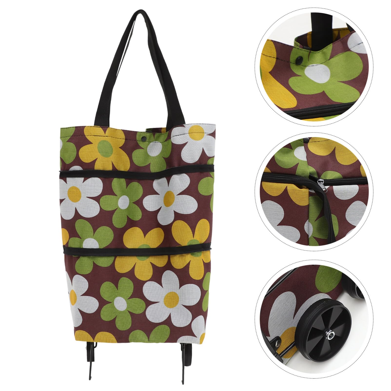 Large Grocery Pouch Folding Shopping Bag with Wheels Foldable Storage Bag with Wheels Shopping Pouch Reusable Grocery Bag Outdoor Storage Bag Large Trolley Bag for Shopping