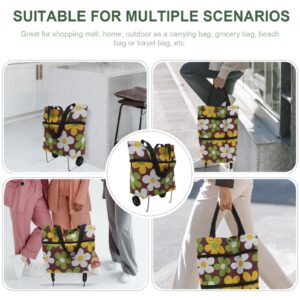 NUOBESTY Tote Bags Go Cart Groceries Reusable Grocery Bag Outdoor Storage Bag Grocery Cart Bag Grocery Tote Bag Foldable Storage Bag with Wheels Tie Rod Shopping Large Oxford Cloth