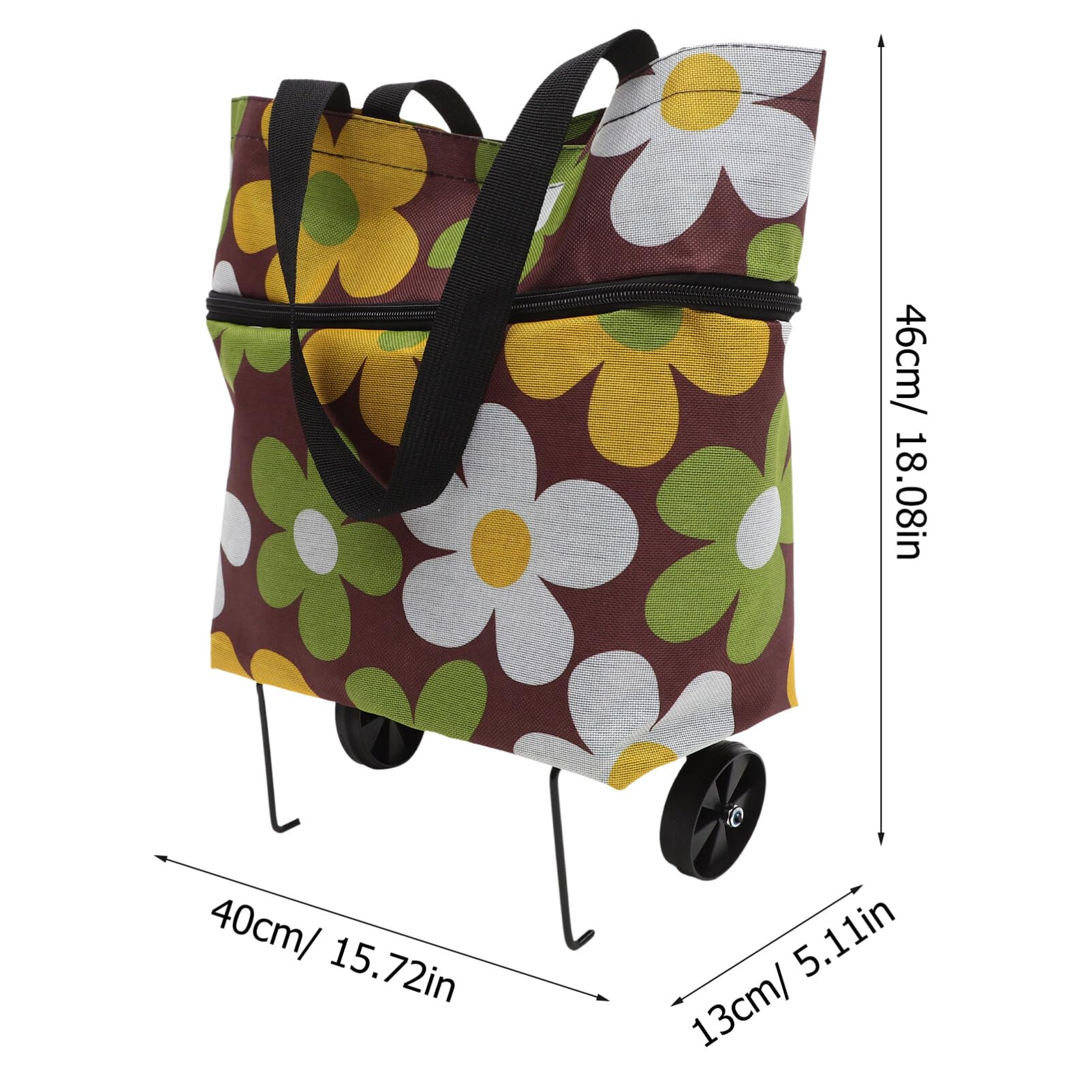 NUOBESTY Tote Bags Go Cart Groceries Reusable Grocery Bag Outdoor Storage Bag Grocery Cart Bag Grocery Tote Bag Foldable Storage Bag with Wheels Tie Rod Shopping Large Oxford Cloth