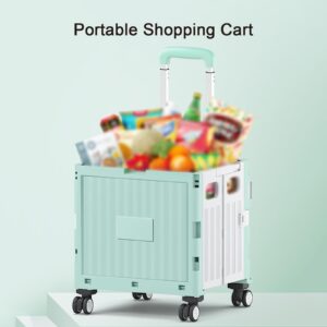 Grocery Cart on Wheels Cart Stair Climber Wheeled Rolling Crate Teacher Utility with Collapsible (Size : Green Eight Rounds)