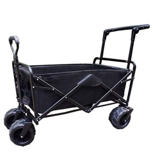 suuim collapsible folding wagon, folding wagon all terrain collapsible utility truck with push bar - portable rolling heavy duty 330 lb capacity cart buggy