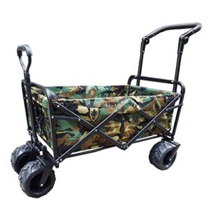 suuim collapsible folding wagon, folding wagon all terrain collapsible utility truck with push bar - portable rolling heavy duty 330 lb capacity cart buggy