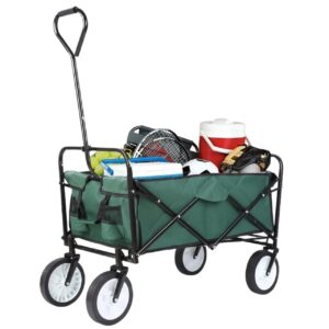 omekwa folding cart folding garden cart collapsible utility wagon cart blue grocery shopping wagon (color : green)