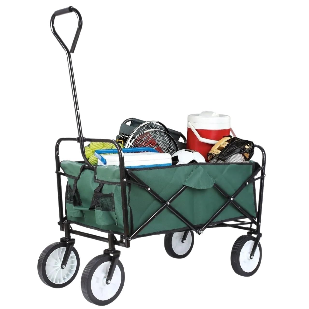 OmekwA Folding Cart Folding Garden Cart Collapsible Utility Wagon Cart Blue Grocery Shopping Wagon (Color : Green)