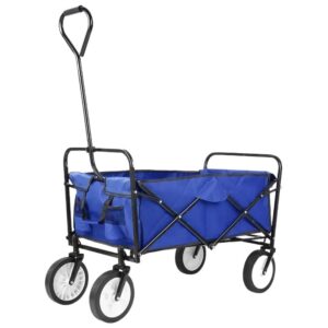 OmekwA Folding Cart Folding Garden Cart Collapsible Utility Wagon Cart Blue Grocery Shopping Wagon (Color : Green)