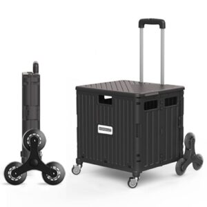 collapsible stair climber rolling cart - wheeled rolling crate with telescoping handle, 360° wheels - ideal for tool box, groceries, and more!