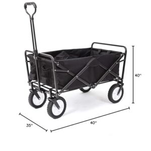 MacSports Collapsible Folding Outdoor Utility Wagon (Black) and Sport-Brella Versa-Brella SPF 50+ Adjustable Umbrella (Gray)