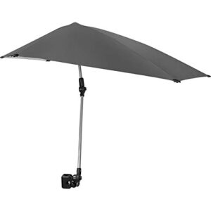 MacSports Collapsible Folding Outdoor Utility Wagon (Black) and Sport-Brella Versa-Brella SPF 50+ Adjustable Umbrella (Gray)