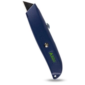 accutec pro safety u1 standard utility knife - tough, sharp, and safe pocket knife for professionals - includes carbon steel blade with adjustable cut depth - assu-u1al