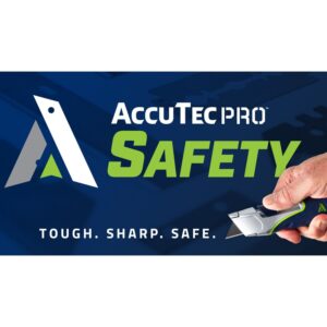 AccuTec Pro Safety U1 Standard Utility Knife - Tough, Sharp, and Safe Pocket Knife for Professionals - Includes Carbon Steel Blade with Adjustable Cut Depth - ASSU-U1AL