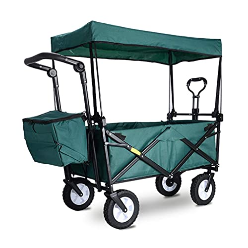 Outdoor Folding Utility Wagon Collapsible Camping Wagon, Garden Pull Wagon with Covered and Storage Basket, Outdoor Picnic Truck, Load-Bearing 80kg / 176lbs