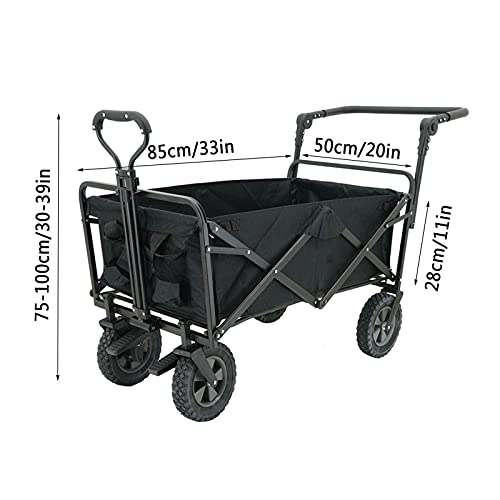 Outdoor Folding Utility Wagon Collapsible Camping Wagon, Garden Pull Wagon with Covered and Storage Basket, Outdoor Picnic Truck, Load-Bearing 80kg / 176lbs