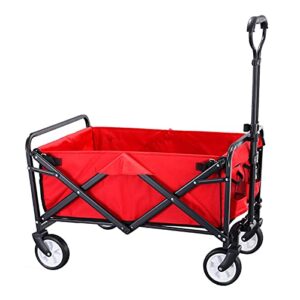 suuim outdoor folding utility wagon collapsible outdoor garden utility wagon, transport trolley for all terrain, beach trailer, adjustable handle, load-bear