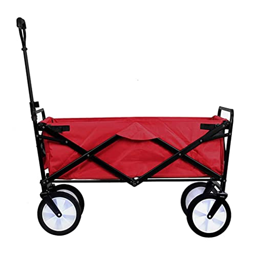 Suuim Collapsible Folding Wagon, Outdoor Folding Utility Wagon Heavy Duty Garden Cart, Folding Wagon Utility Truck, Adjustable Handle, Portable Camping Trol