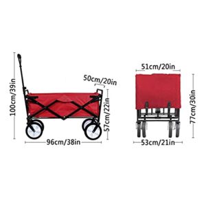 Suuim Collapsible Folding Wagon, Outdoor Folding Utility Wagon Heavy Duty Garden Cart, Folding Wagon Utility Truck, Adjustable Handle, Portable Camping Trol