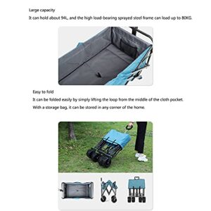 Suuim Collapsible Folding Wagon, Folding Camping Wagon,Collapsible Beach Garden Trolley Cart,Heavy Duty Utility Garden Yard Folding Cart,with Side Pocket Cu