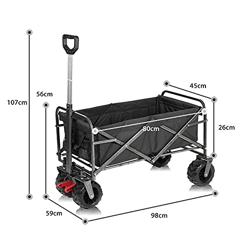 Suuim Collapsible Folding Wagon, Folding Camping Wagon,Collapsible Beach Garden Cart,Heavy Duty Utility Garden Yard Folding Cart,with Side Pocket Cup Holder