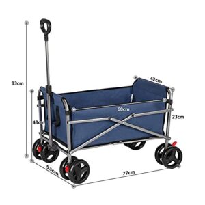 Suuim Collapsible Folding Wagon, Folding Camping Wagon,Collapsible Beach Garden Cart,Heavy Duty Utility Garden Yard Folding Cart,with Side Pocket Cup Holder