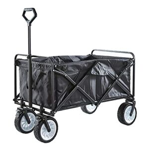 suuim collapsible folding wagon, outdoor folding utility wagon outdoor camping trolley, portable handcart with brake, garden utility truck, for picnic fishi