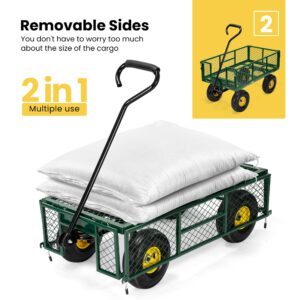 VIVOHOME Heavy Duty 880 Lbs Capacity Mesh Steel Garden Cart Folding Utility Wagon with Removable Sides and Wheels (Green) and Upgraded Heavy Duty 180 Lbs Collapsible Foldable Wagon Patio Garden Cart