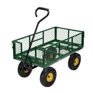 VIVOHOME Heavy Duty 880 Lbs Capacity Mesh Steel Garden Cart Folding Utility Wagon with Removable Sides and Wheels (Green) and Upgraded Heavy Duty 180 Lbs Collapsible Foldable Wagon Patio Garden Cart