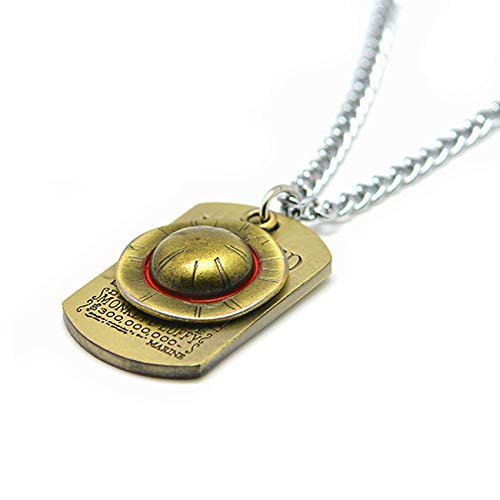 MEETCUTE Anime One Piece Luffy Skeleton The Straw Hat Pirates Rope Chain Pendant Necklace Cap Cosplay for Boys Men