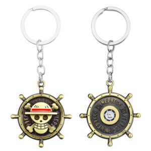 bkinpid anime luffy keychain one piece keychain pirate skull key chain rotatable keyring