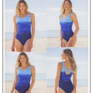 Aleumdr Women's Sexy Bathing Suits for Women One Piece Swimsuits Criss Cross Back Cheeky Push Up Sports Monokini Swimwear Blue Medium