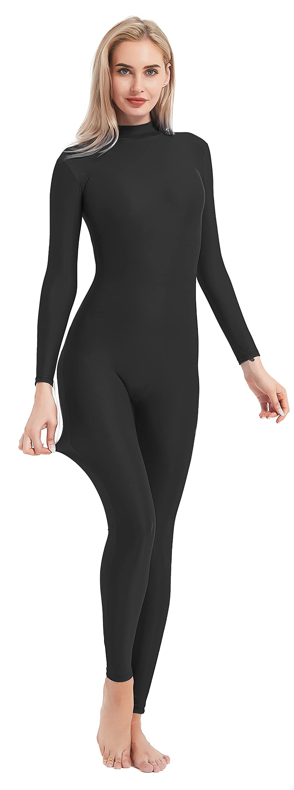 speerise Adult High Neck Zip One Piece Unitard Full Body Leotard Bodycon Jumpsuit for Women