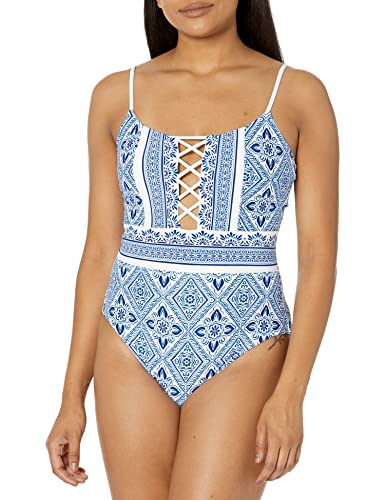 La Blanca Women's Standard Strappy Mio One Piece Swimsuit, Capri Blue//Mediterranean Breeze, 10