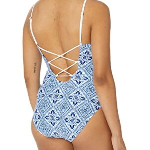 La Blanca Women's Standard Strappy Mio One Piece Swimsuit, Capri Blue//Mediterranean Breeze, 10