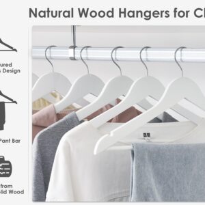 StorageWorks White Wood Hanger, Natural Wood Hangers 20 pack, White Wooden Hangers for Closet, Wooden Coat Hangers for Coats, Shirts, Bridesmaid Suits, Wedding Dress