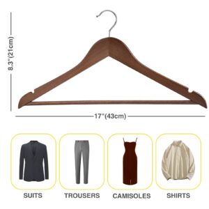 UINICOR Wooden Hangers -30 Pack- Clothes Hangers Slim Wood Hangers Coat Hangers for Closet,Clothes Hanger with Extra Smooth Finish,Precisely Cut Notches,Hangers for Shirt Suit Dress,Walnut