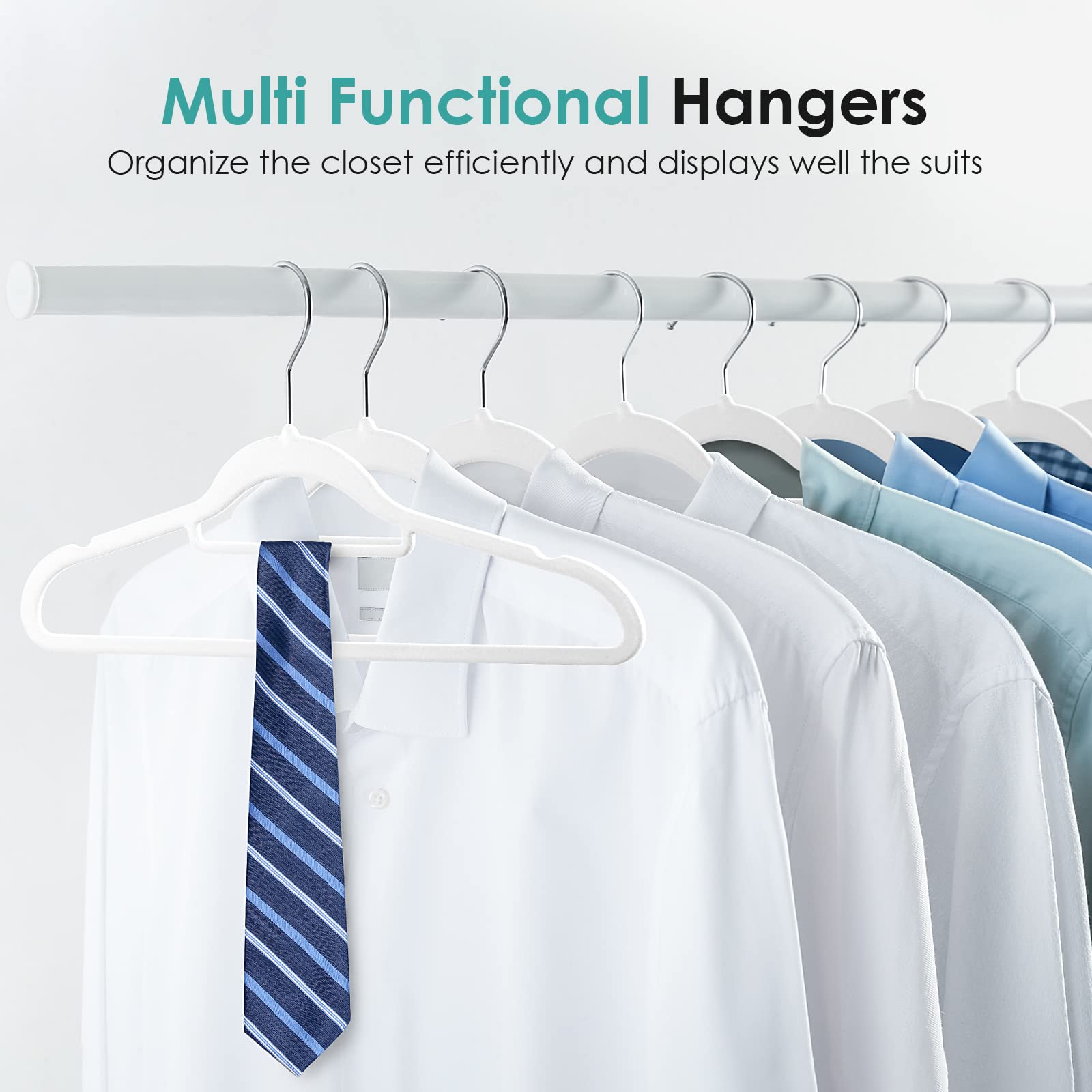 DUDUCOFU Velvet Hangers Non Slip Felt Hangers, 30 Pack White Velvet Hangers Clothes Hangers Space Saving Slim Hangers with 360 Degree Swivel Hook for Suits Coats, Jackets, Pants, and Dress Clothes