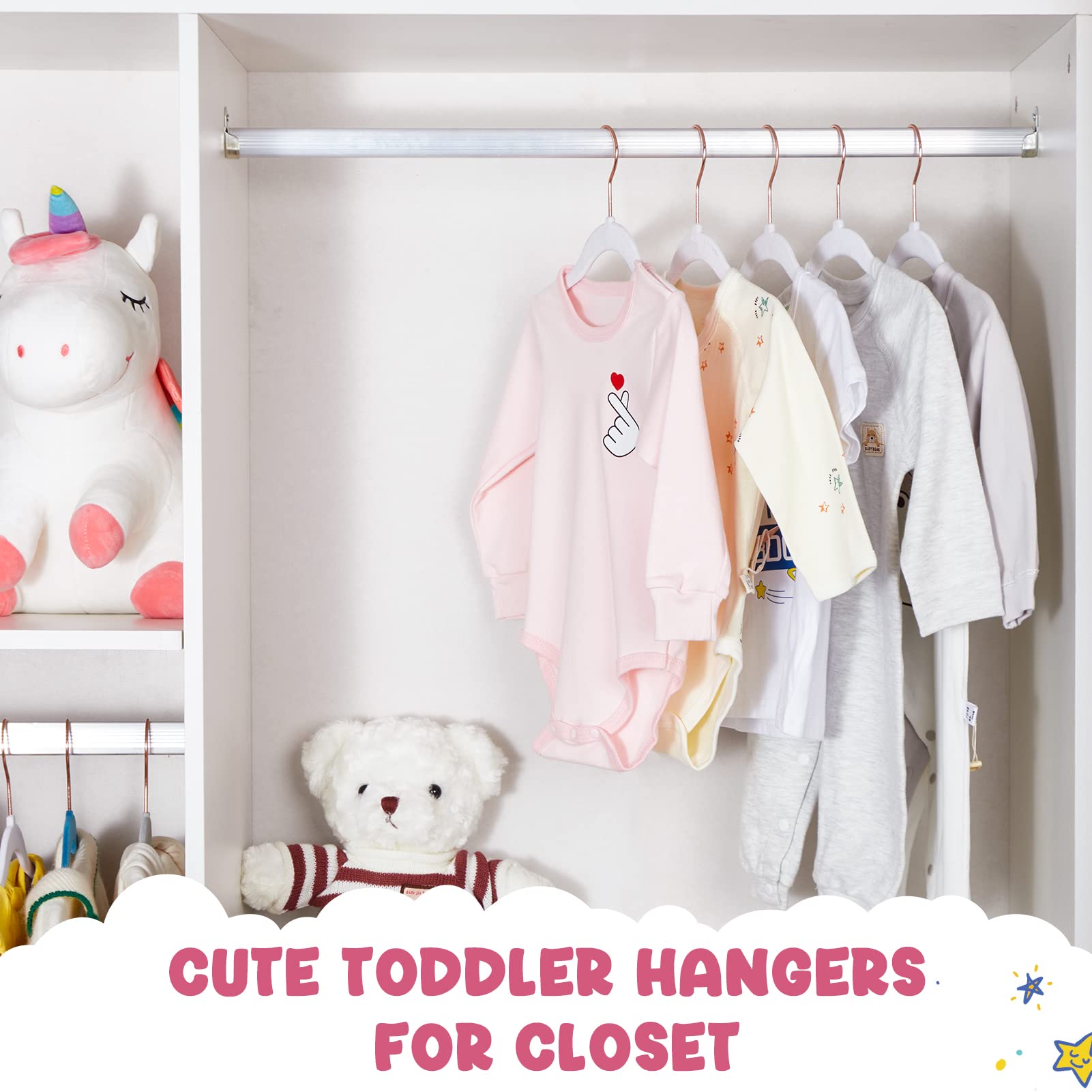 HOUSE DAY Velvet Baby Hangers for Closet, Kids Hangers Velvet 60 Pack, Non Slip Toddler Hangers 11.8 Inch, Durable Childrens Hangers Newborn Hangers for Baby Clothes- White