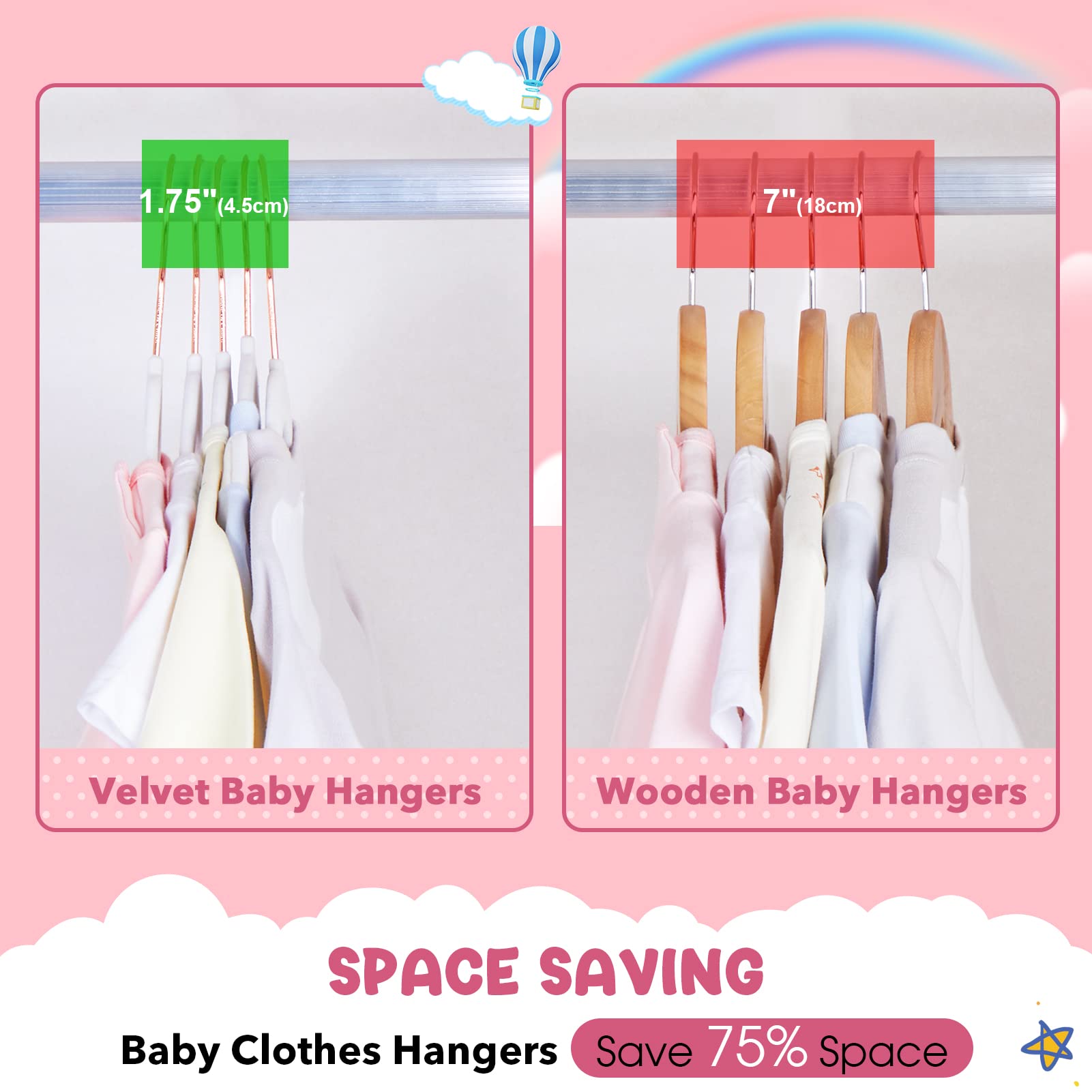 HOUSE DAY Velvet Baby Hangers for Closet, Kids Hangers Velvet 60 Pack, Non Slip Toddler Hangers 11.8 Inch, Durable Childrens Hangers Newborn Hangers for Baby Clothes- White