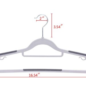 Quality Hangers Clothes Hangers 50 Pack - Non-Velvet Plastic Hangers for Clothes - Heavy Duty Coat Hanger Set - Space-Saving Closet Hangers with Gray Swivel Hooks - Functional Non-Flocked Hangers